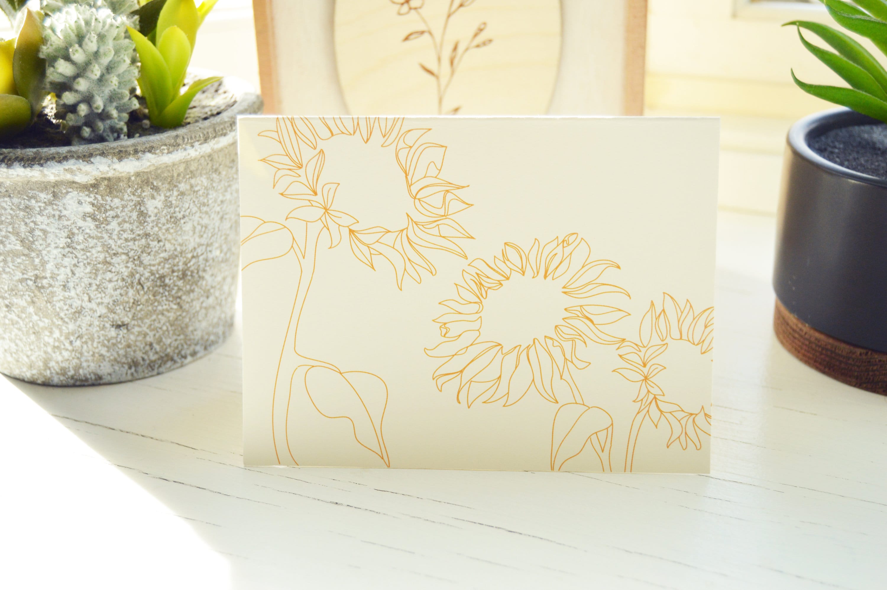 Simple Sunflower Cards | Hand Illustrated | 4 X 5.5inch Blank Cards ...