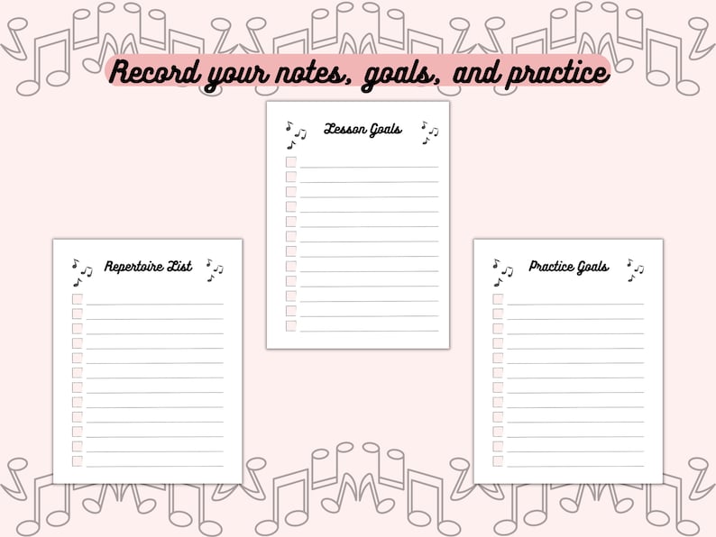 Music Practice Planner: Printable | Musician's Journal | Musician ...