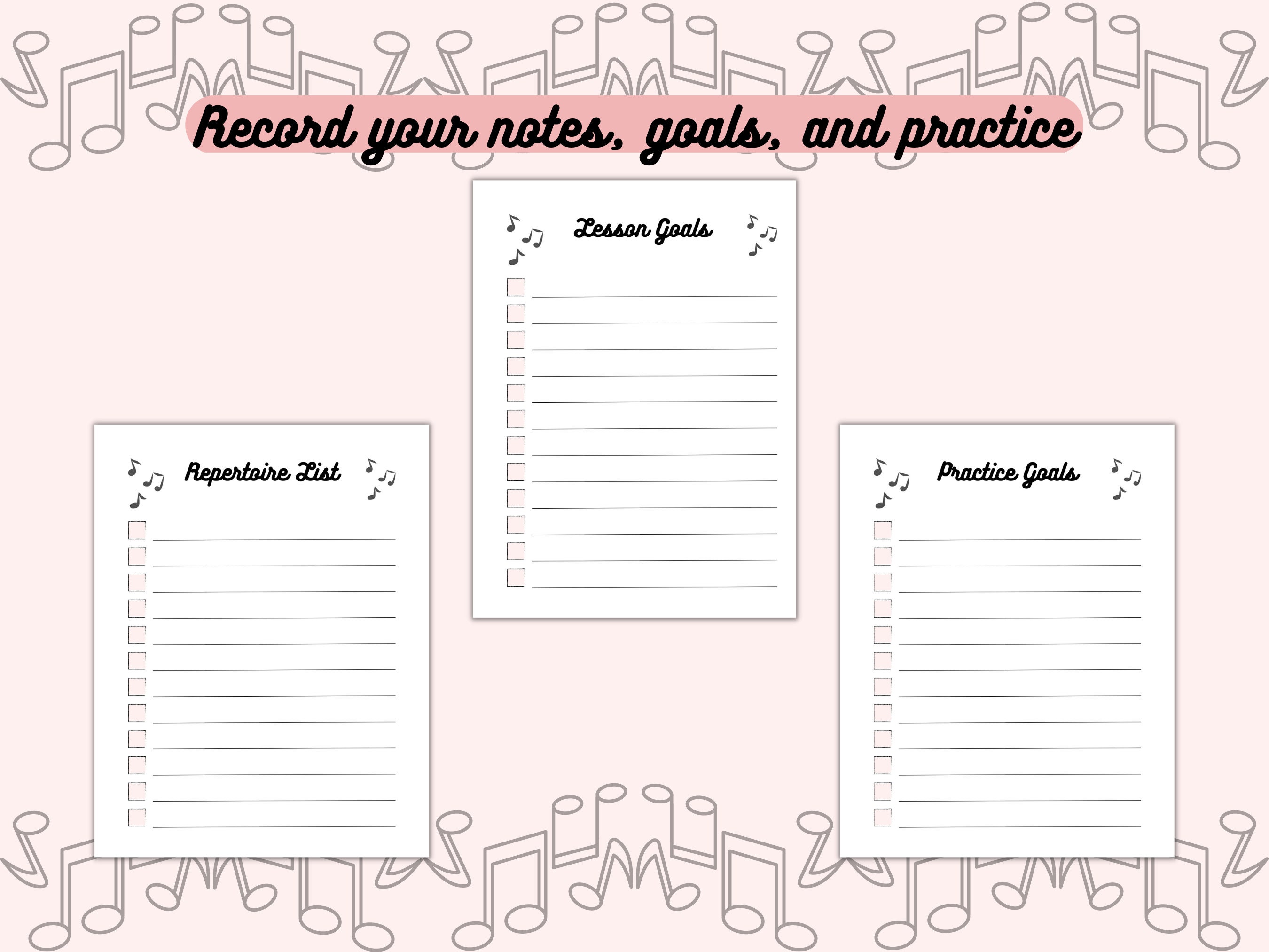 Music Practice Planner: Printable | Musician's Journal | Musician ...