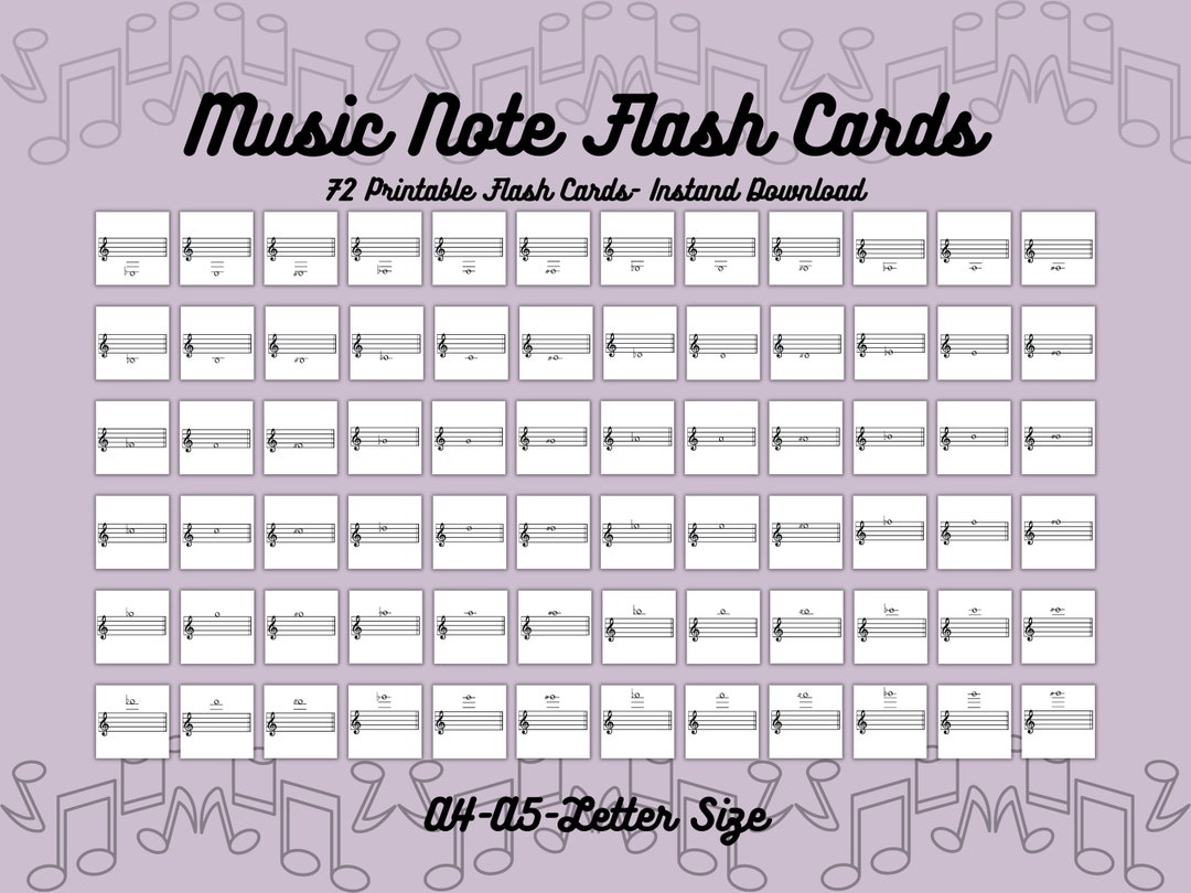 Treble Clef Flash Cards: Printable Flash Cards Violin - Etsy