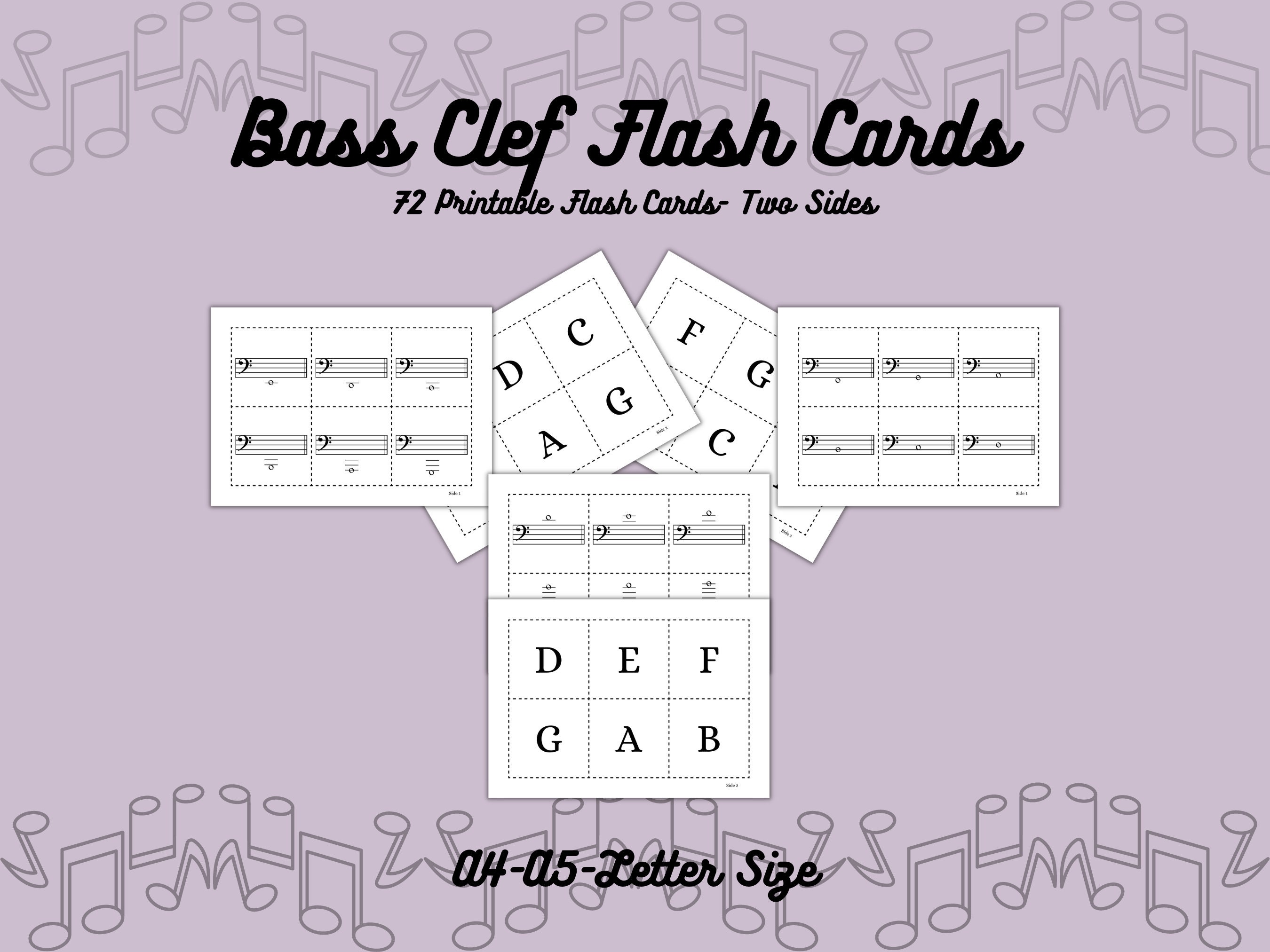 Bass Clef Flash Cards: Printable Flash Cards Cello Double - Etsy UK