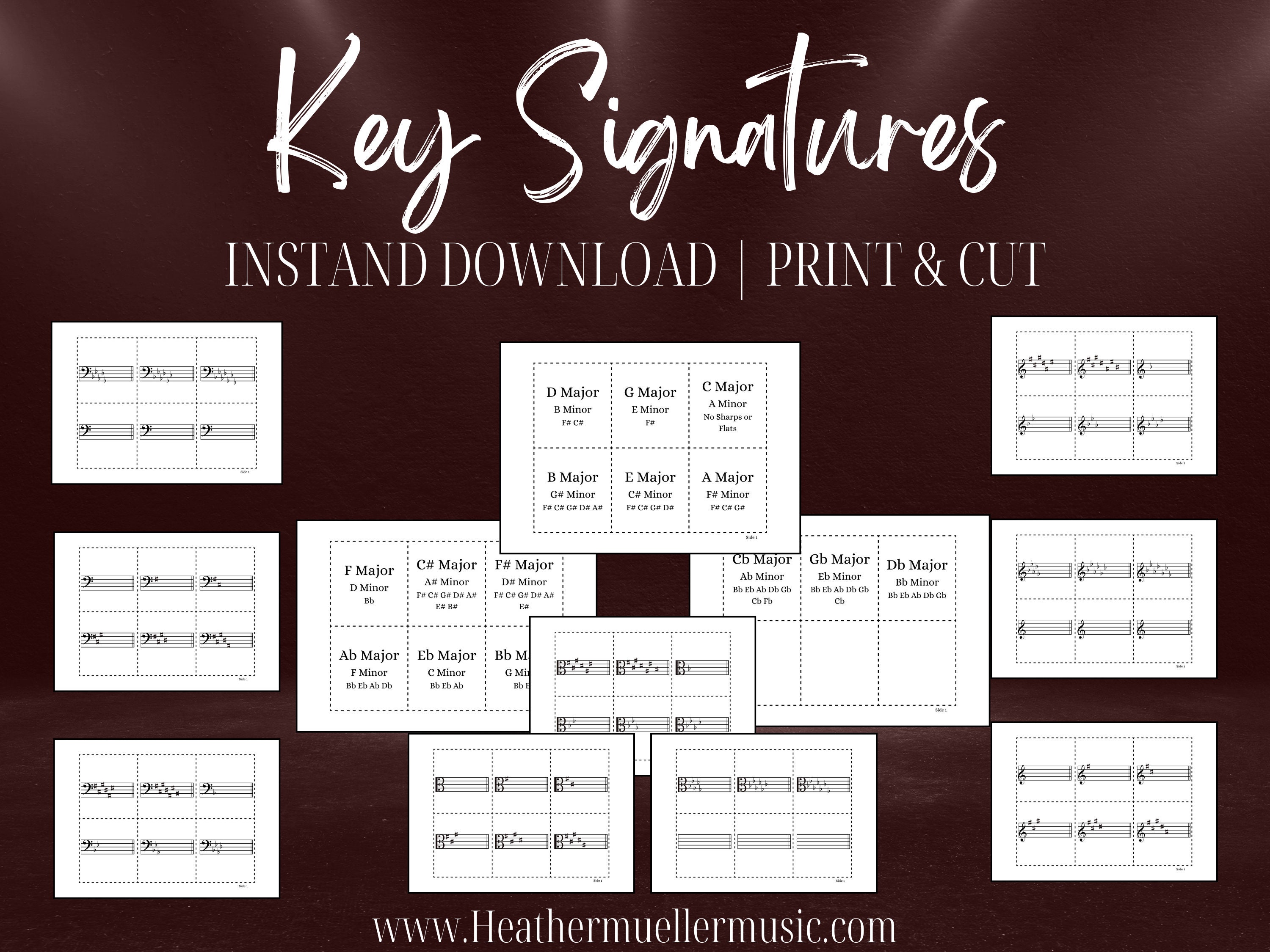 Key Signatures With Printable Flash Cards Essential for Musicians of ...