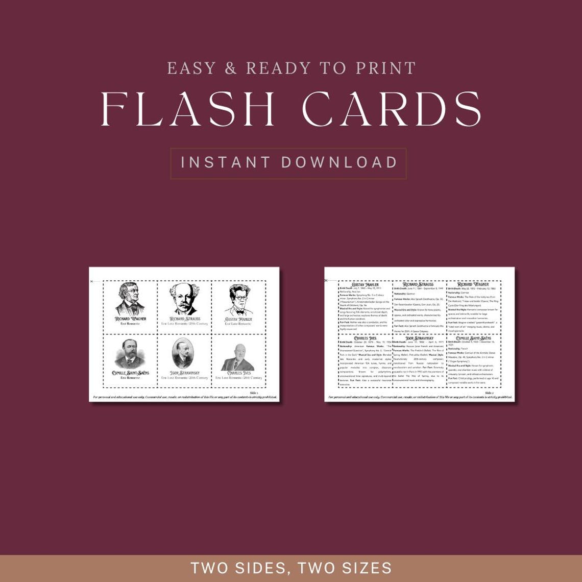 30 Printable Composer Flash Cards | Music History Learning Resource for ...