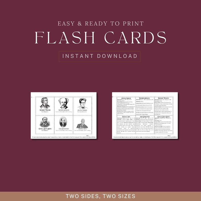 30 Printable Composer Flash Cards | Music History Learning Resource for ...
