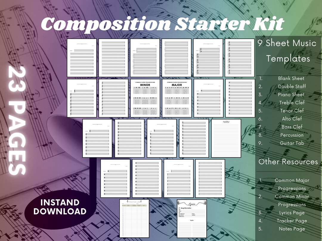 Ultimate Music Composition Kit Sheets, Chords, Lyrics, & More Digital ...