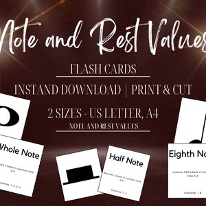 Music Note and Rest Flash Cards for Beginners Learn Rhythms Fast 64th ...