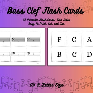 Bass Clef Flash Cards: Printable Flash Cards Cello, Double Bass, Bass ...