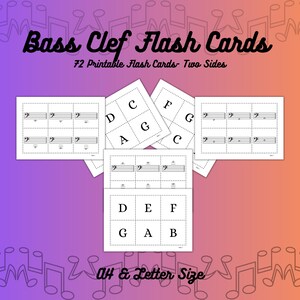 Bass Clef Flash Cards: Printable | Flash Cards | Cello, Double Bass ...