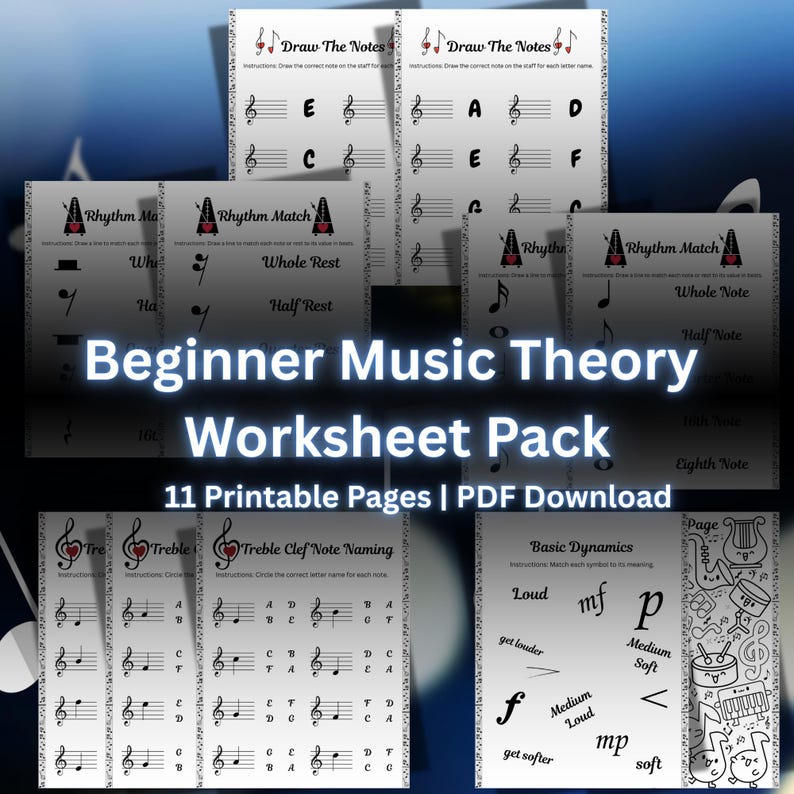 Beginner Music Theory Worksheets PDF – Treble Clef, Rhythm, Note Naming ...