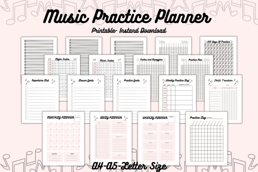 Music Practice Planner: Printable | Musician's Journal | Musician ...