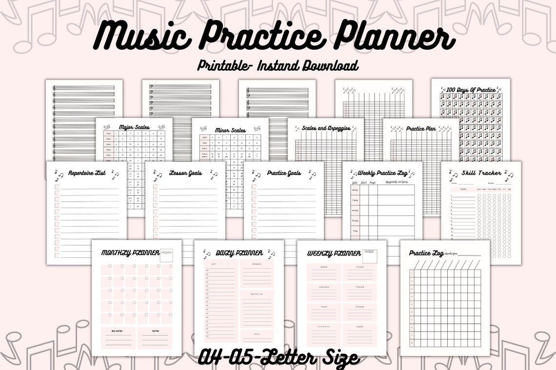 Music Practice Planner: Printable | Musician's Journal | Musician ...
