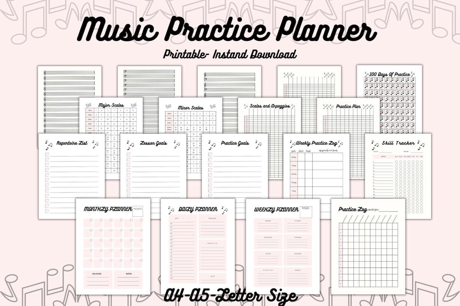 Music Practice Planner: Printable | Musician's Journal | Musician ...