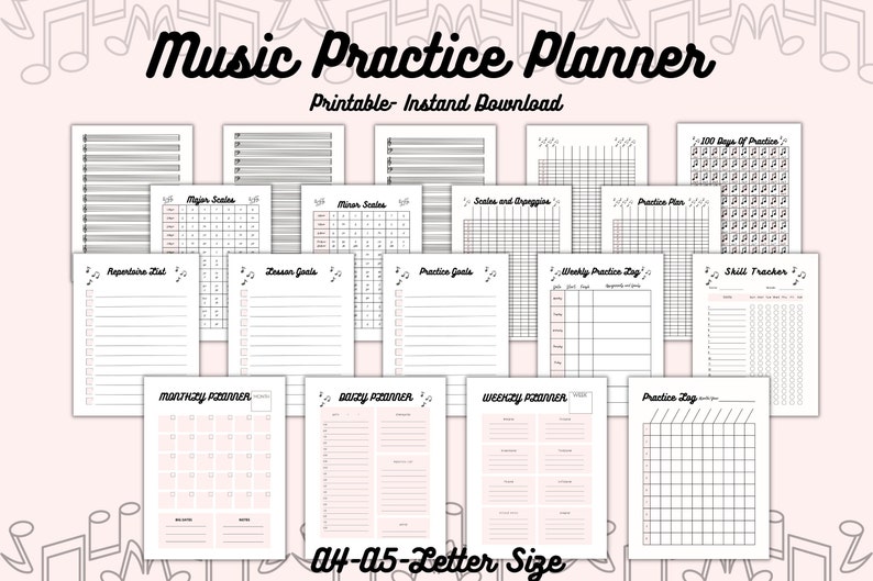Music Practice Planner: Printable | Musician's Journal | Musician ...