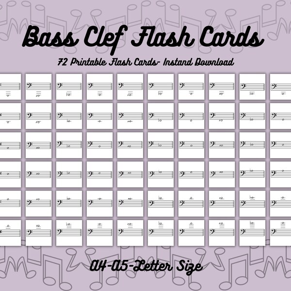 Printable Music Note Flash Cards - Etsy