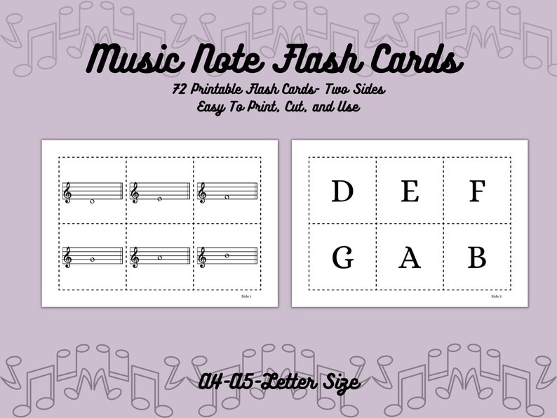 Treble Clef Flash Cards: Printable Flash Cards Violin - Etsy UK