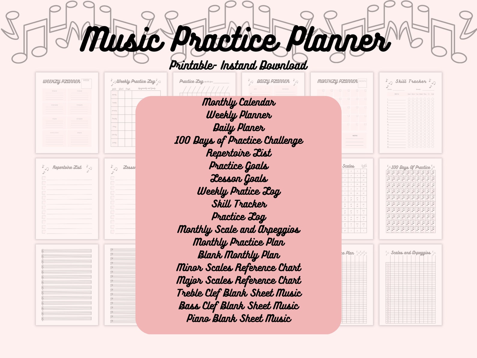 Music Practice Planner: Printable | Musician's Journal | Musician ...