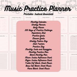 Music Practice Planner: Printable | Musician's Journal | Musician ...