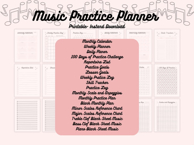 Music Practice Planner: Printable | Musician's Journal | Musician ...
