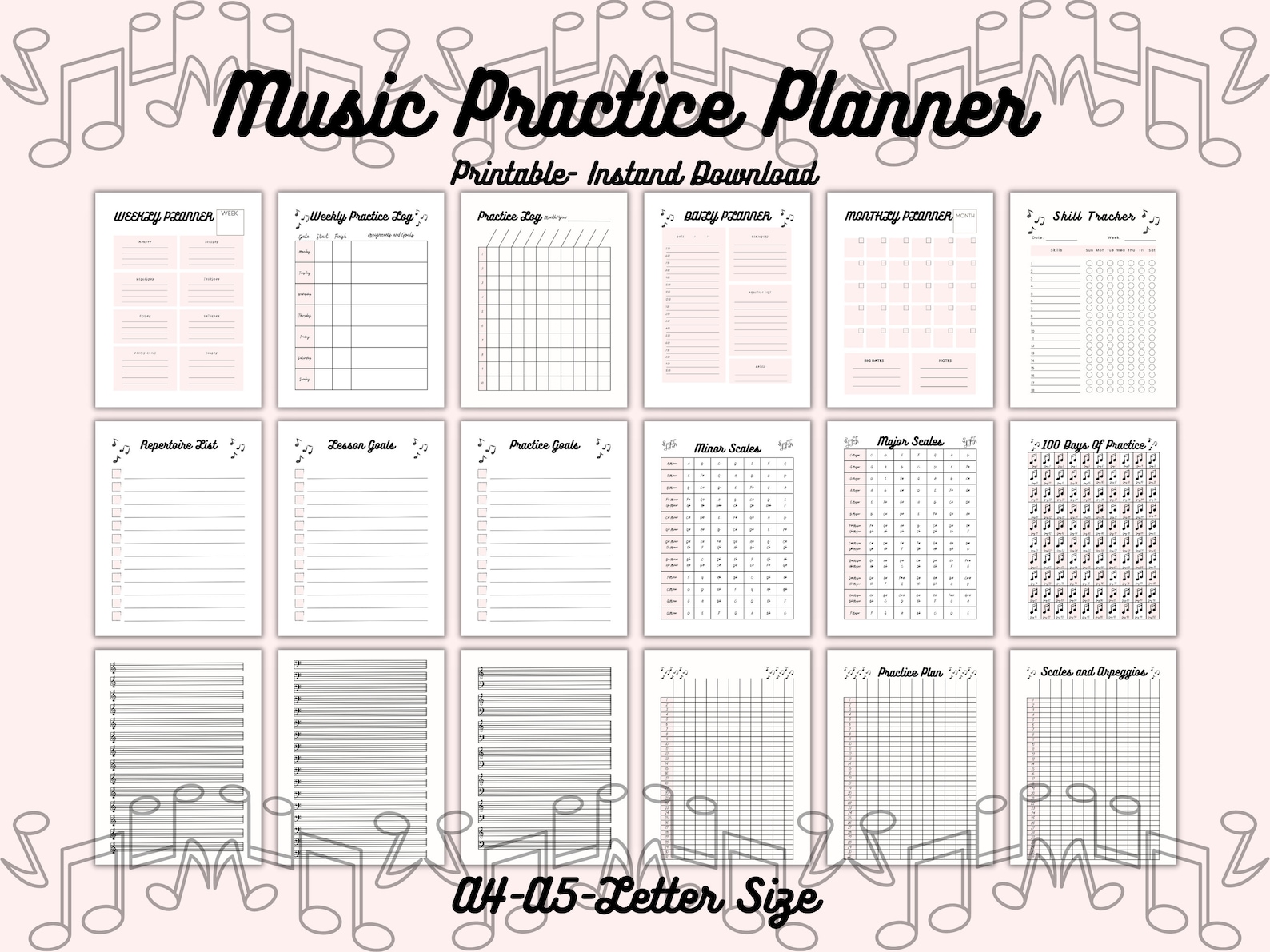 Music Practice Planner: Printable | Musician's Journal | Musician ...