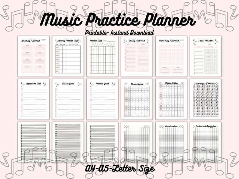 Music Practice Planner: Printable | Musician's Journal | Musician ...