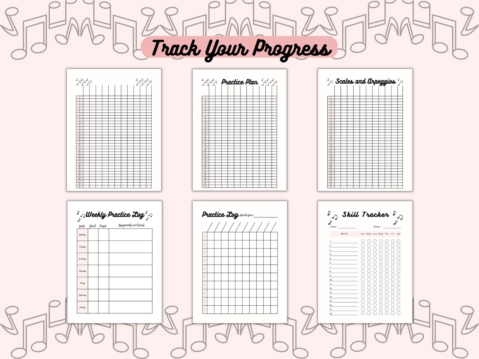 Music Practice Planner: Printable | Musician's Journal | Musician ...