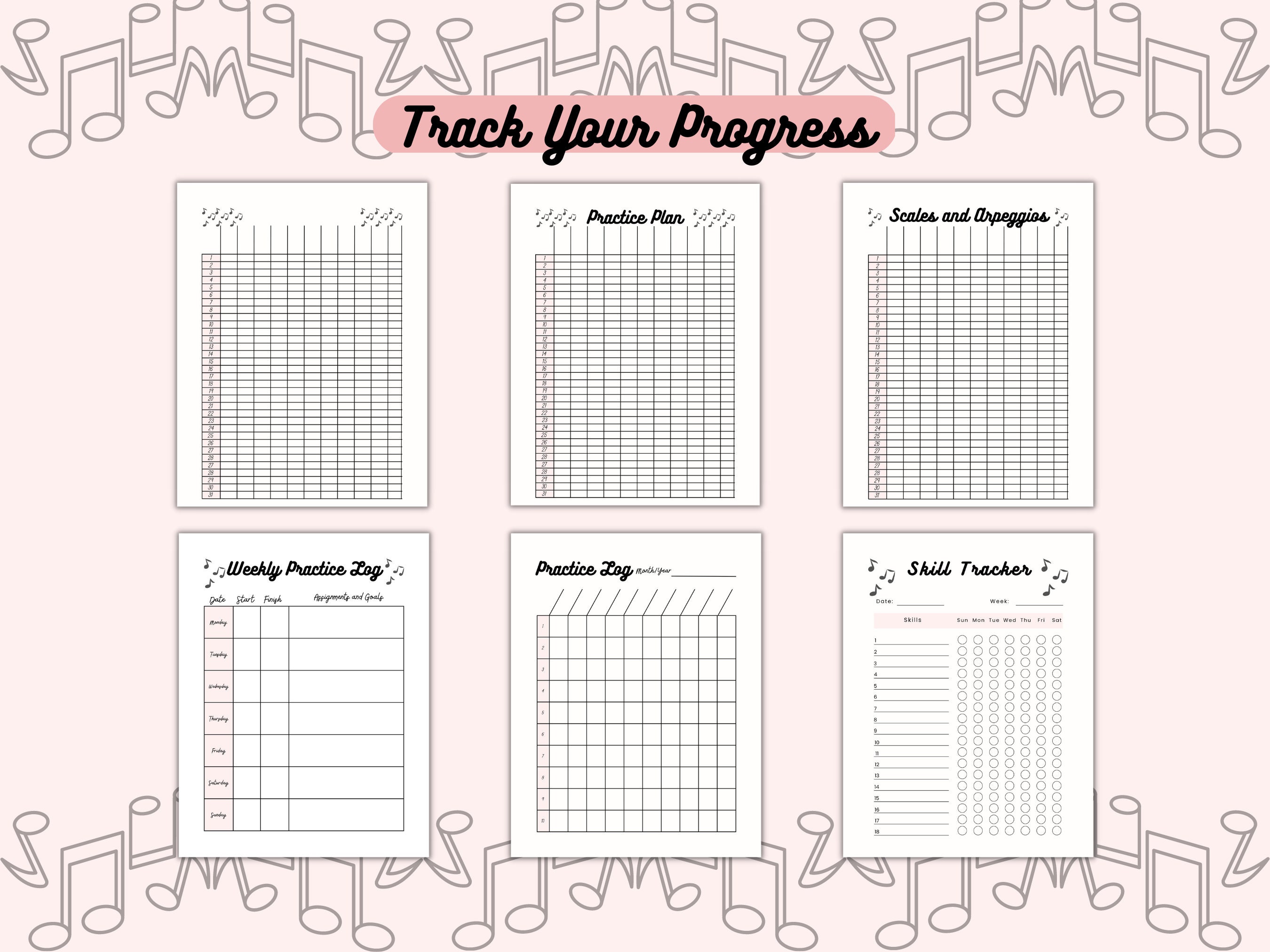 Music Practice Planner: Printable | Musician's Journal | Musician ...
