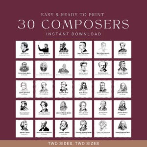 30 Printable Composer Flash Cards | Music History Learning Resource for ...
