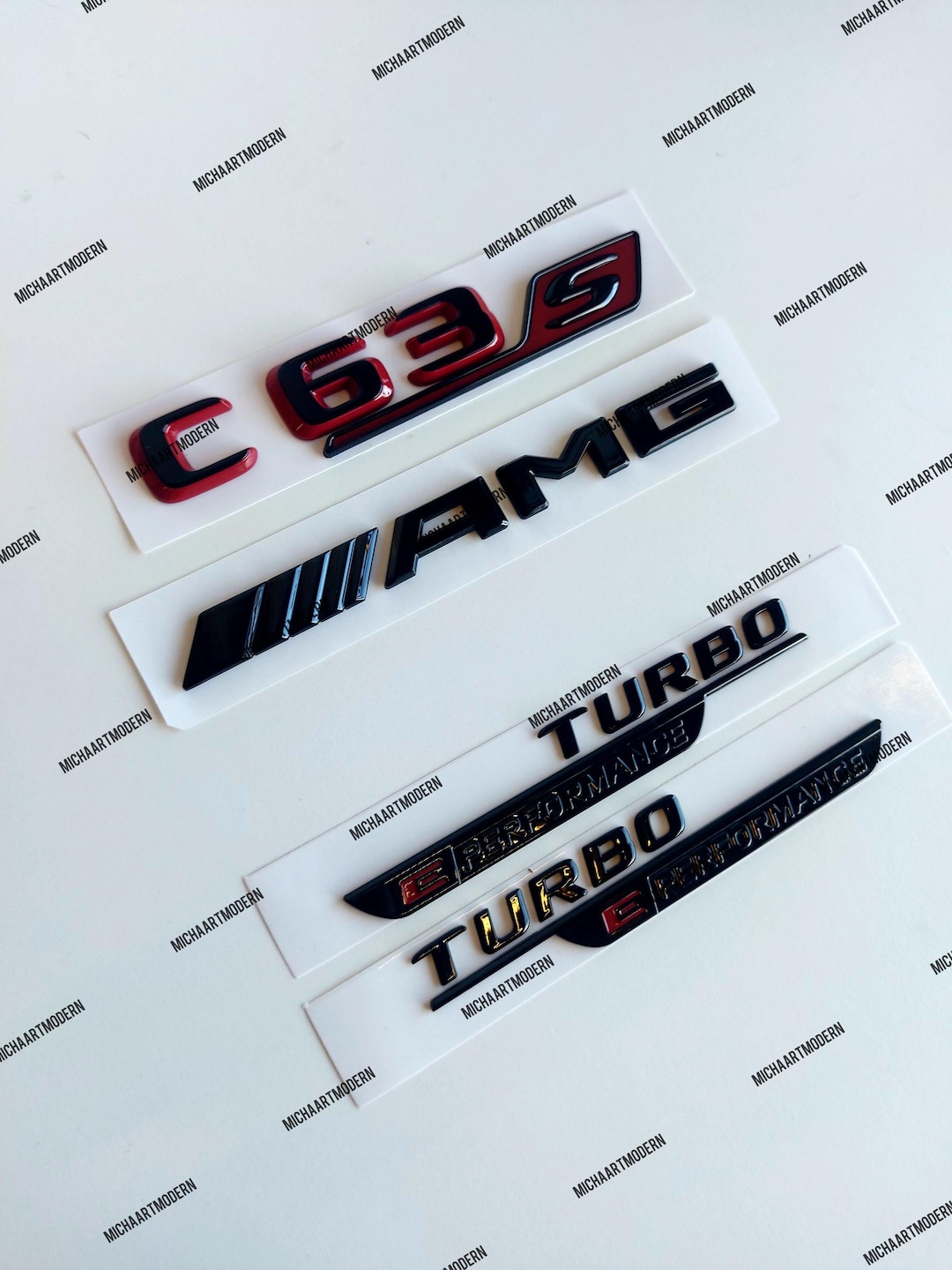 New C63s AMG Set for Mercedes Benz, Emblem, Black Glossy New in Foil ...