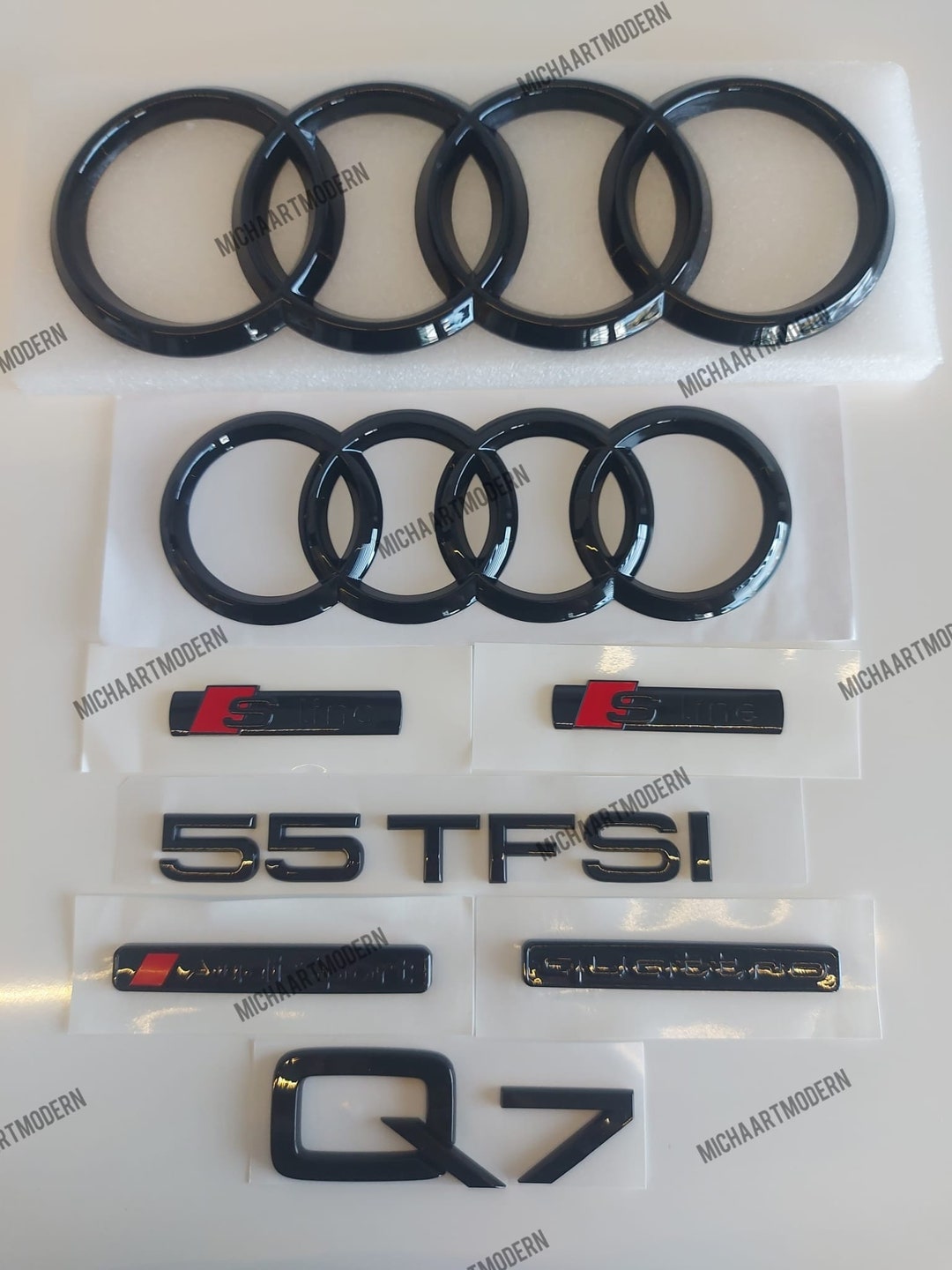 Audi Q7 Set 55TFSI Emblem, Gloss Black, New in Foil, Badges Package ...