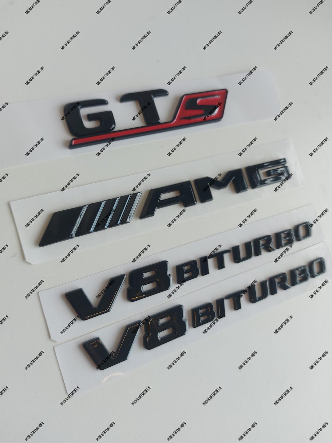 Gts AMG Set for Mercedes Benz, Badges Set, Emblem, Black Glossy, New in ...