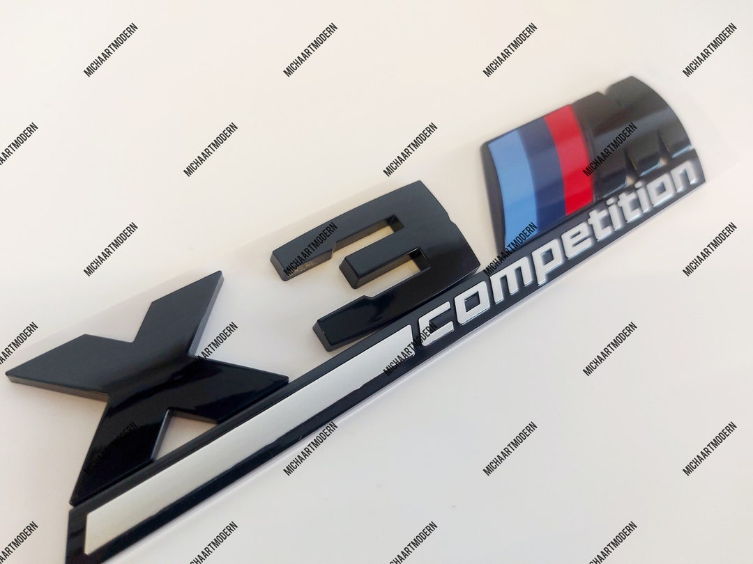 BMW X3M Competition Emblem, Black Glossy New in Foil, Lettering ...