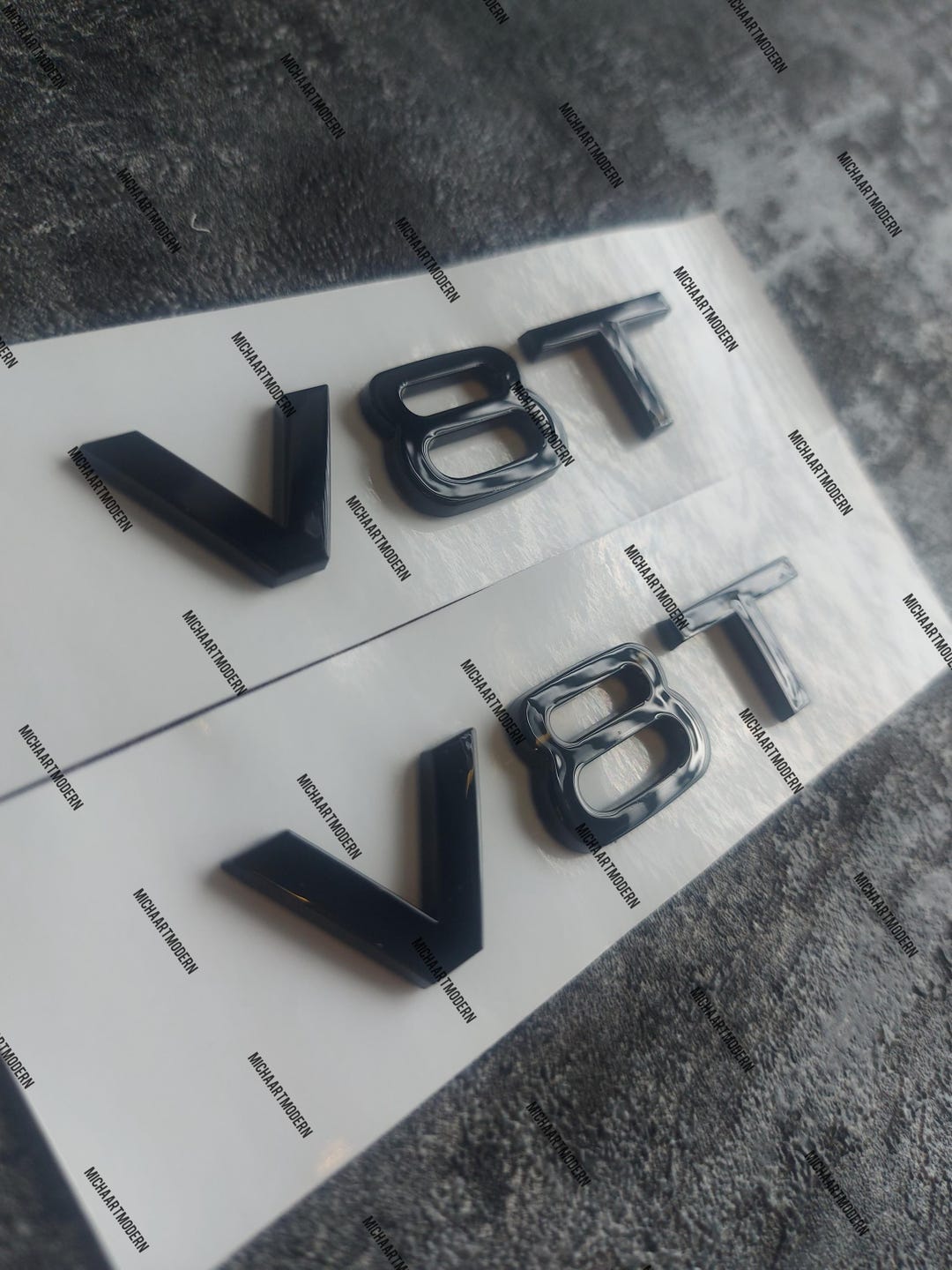 2x V8T Emblem, Glossy Black, New Product in Foil, Lettering ...