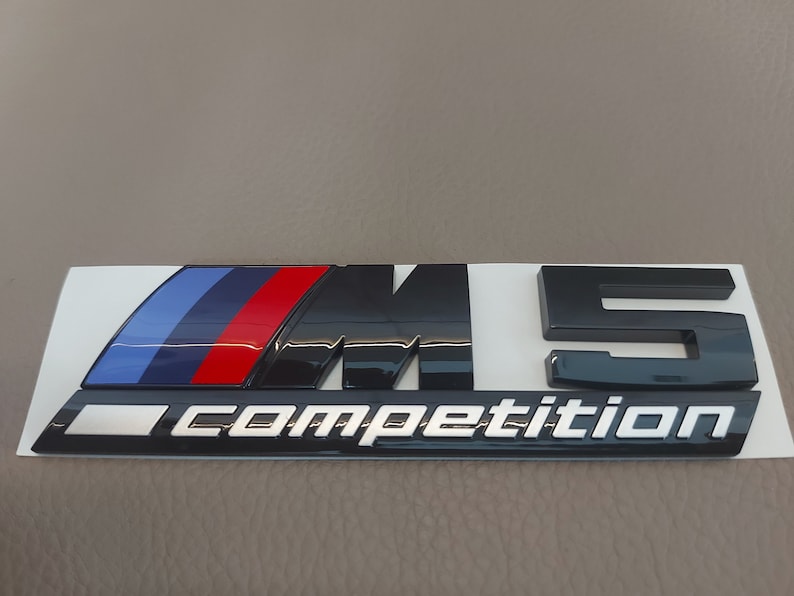 BMW M5 Competition Emblem, Glossy Black, New in Foil, Lettering ...