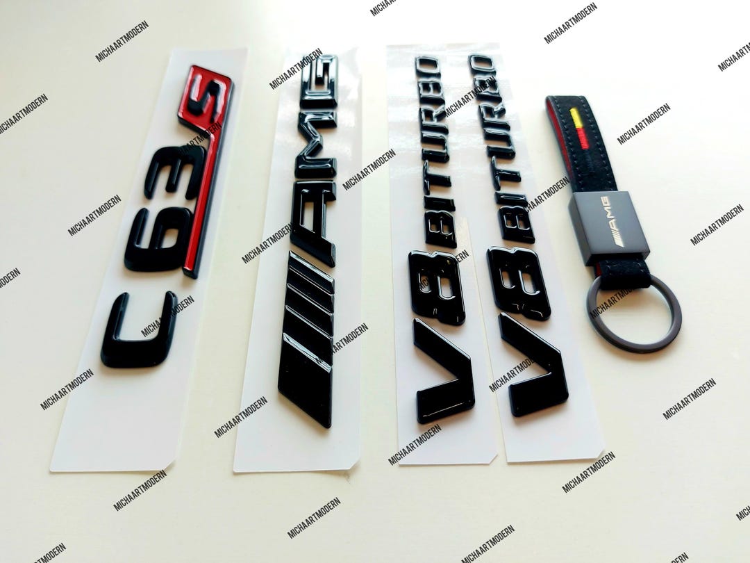 C63s AMG Set for Mercedes-benz, Emblem, Gloss Black, New in Foil ...