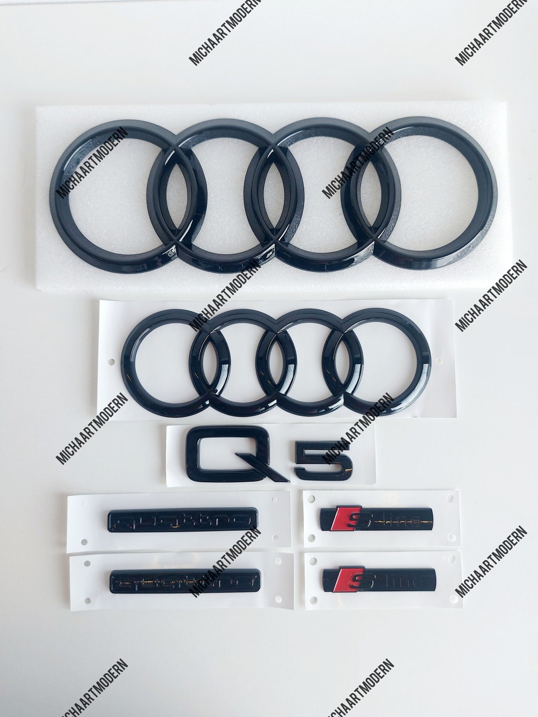 Audi Q5 Full Set, 50 TDI, 45 TFSI, Quattro, Sline, Emblem, Gloss Black ...