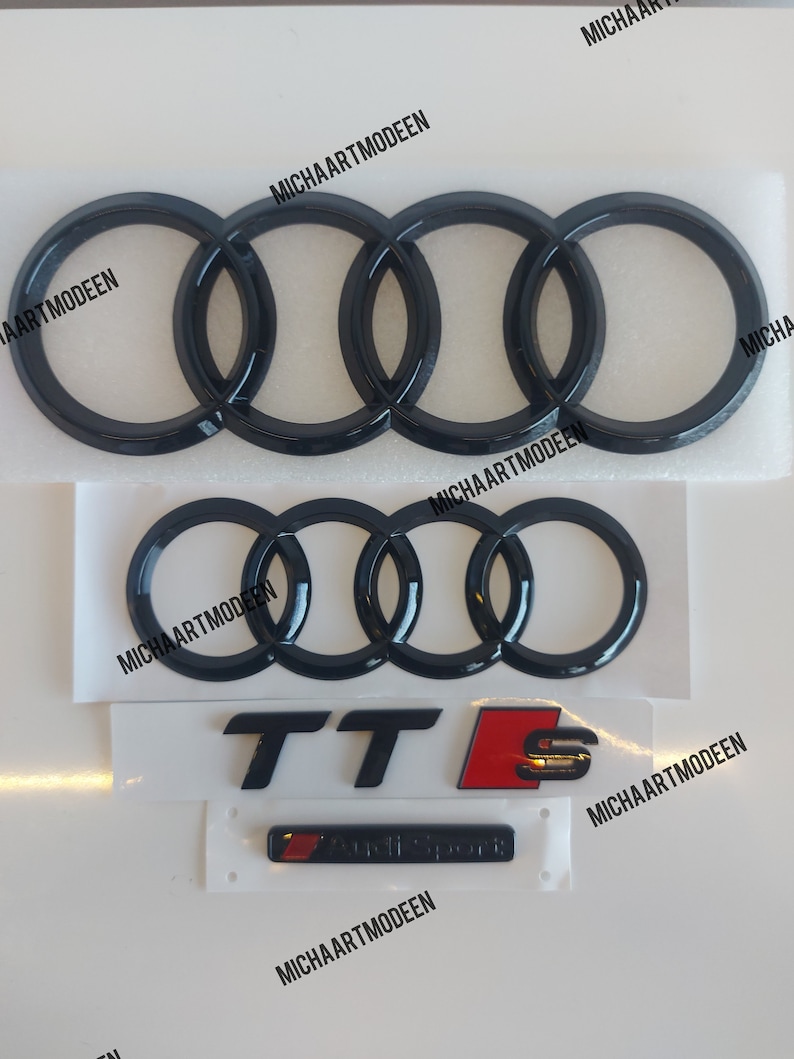 Audi TTS Set, Gloss Black, New, Emblem, Badges Package, Lettering, New ...