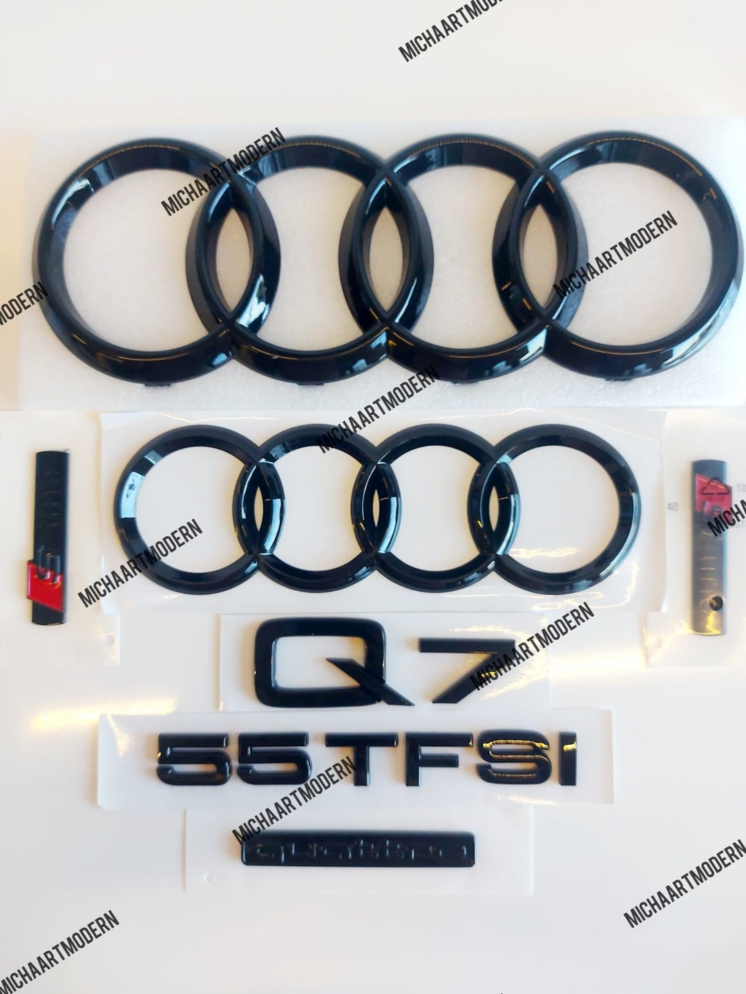 Audi Q7 Full Set, 50 TDI, 55 TFSI, Emblem, Black Glossy, Gloss Black ...