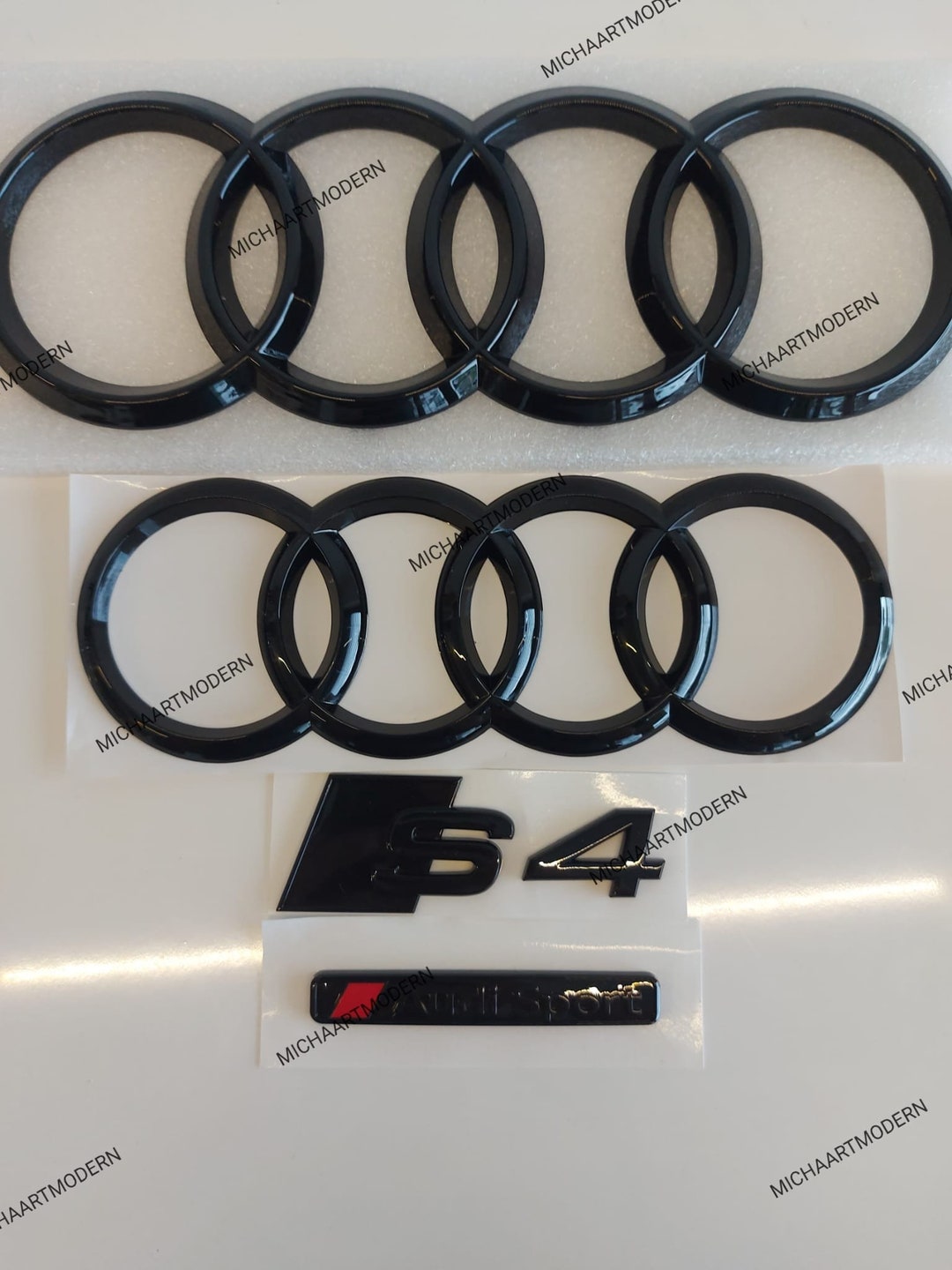 Audi S4 All Black Set Emblem, Glossy Black, Gloss Black, New in Foil ...