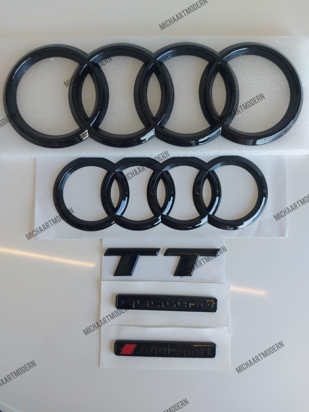 Audi TT Set, Emblem, Glossy Black, Gloss Black, New in Foil, Badges ...