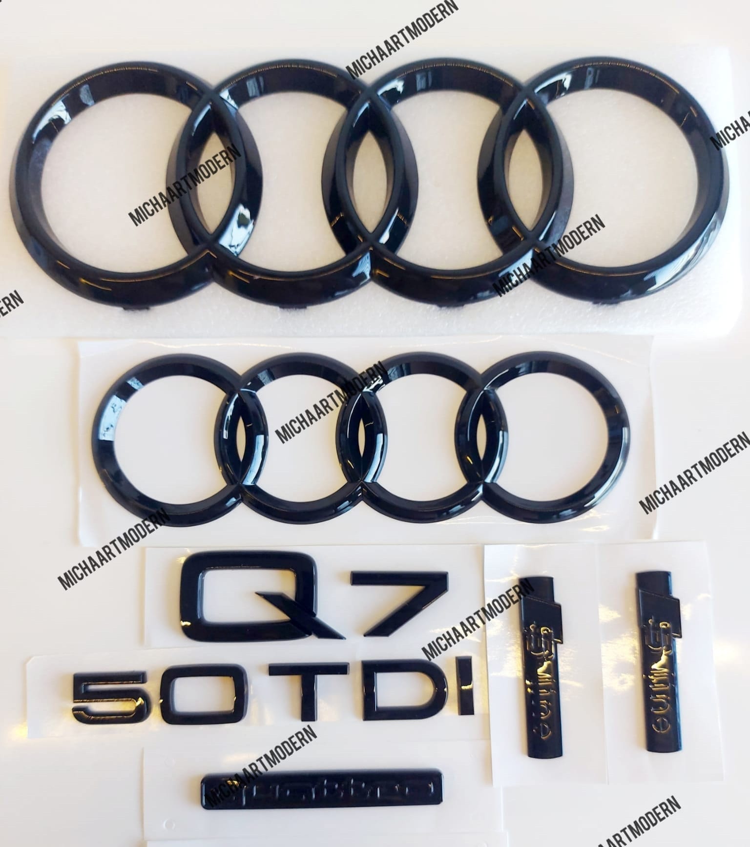 Audi Q7 Full Set, 50 TDI, 55 TFSI, Emblem, Black Glossy, Gloss Black ...