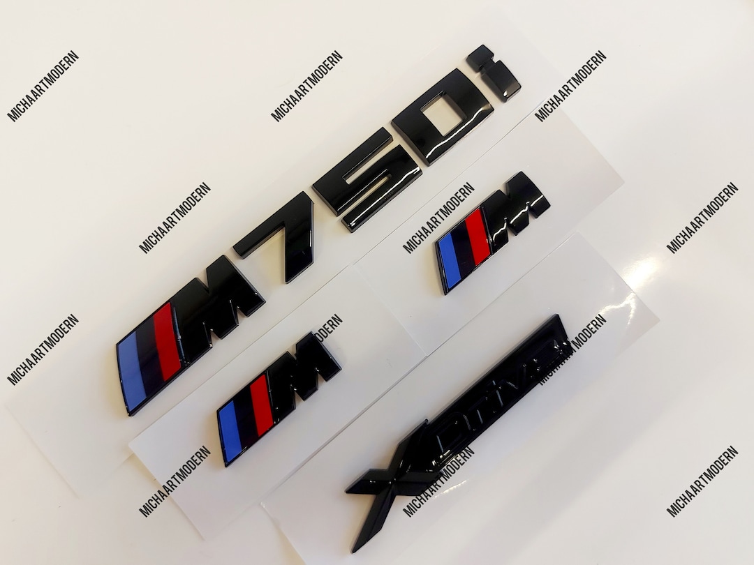 Bmw M750i Set, 2 X M Emblem for the Fender (45 X 15 Mm) + M 750i Trunk ...