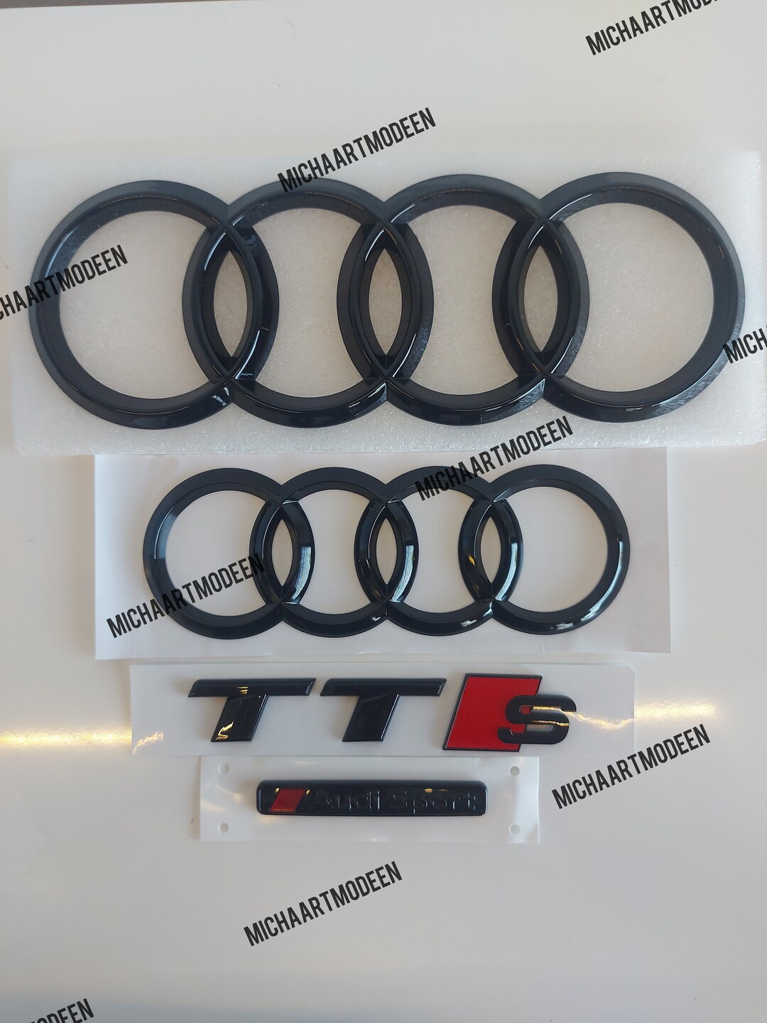 Audi TTS Set, Gloss Black, New, Emblem, Badges Package, Lettering, New ...