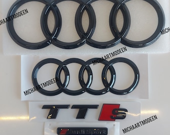 Audi S5 Set Emblem, Glossy Black, Gloss Black, New in Foil, Badges ...