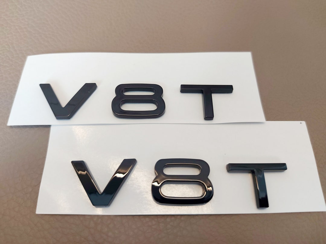 2x V8T Emblem, Glossy Black, New in Foil, Lettering.....suitable for ...