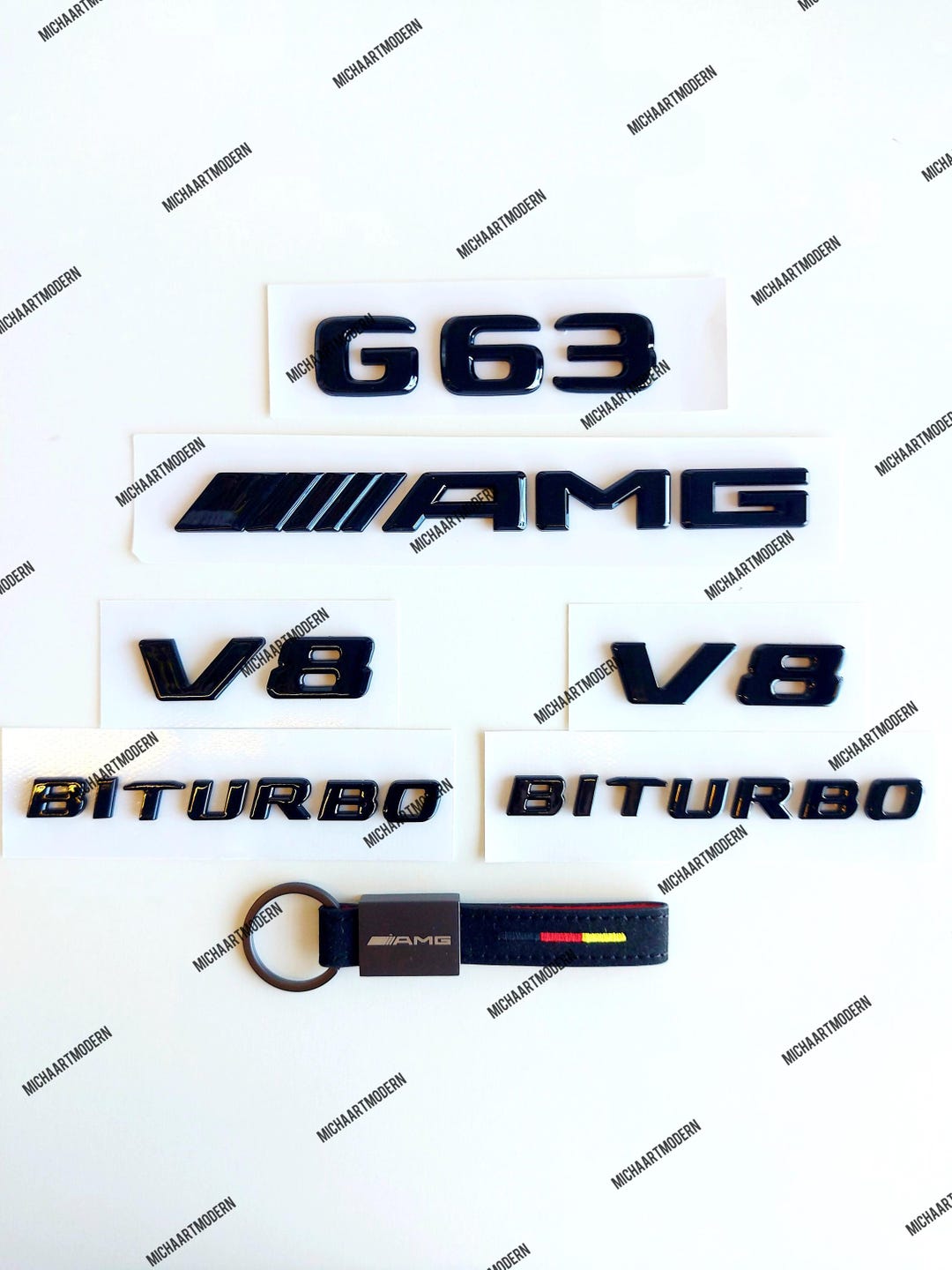 G 63 AMG Set for Mercedes Benz, Badges Set, Emblem, Black Glossy, New ...