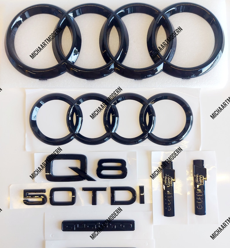 Audi Q8 Full Set, 50 TDI, 55 TFSI, Emblem, Glossy Black, New in Foil ...