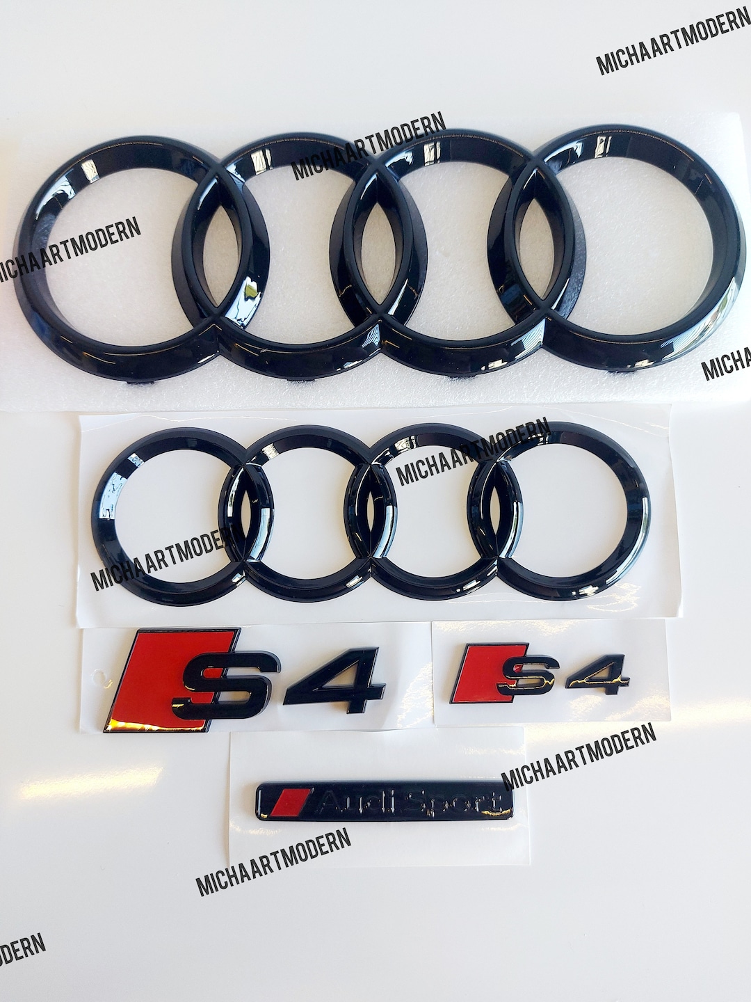 Audi S4 Front and Rear Set, Quattro Emblem, Audi Sport Glossy Black ...