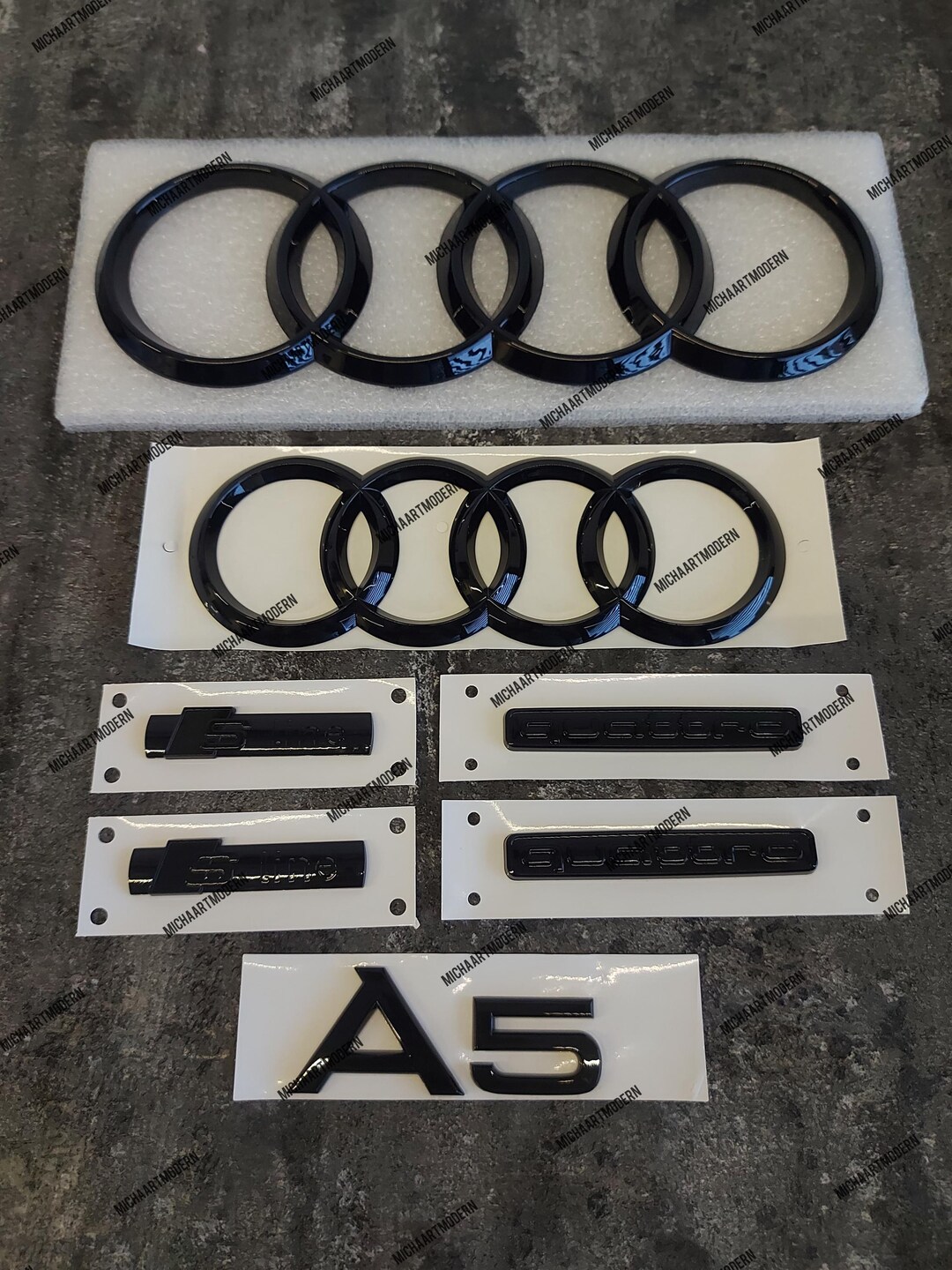 Audi A5 All Black Exclusive Pack, Sline Quattro Set, Emblem, Gloss ...