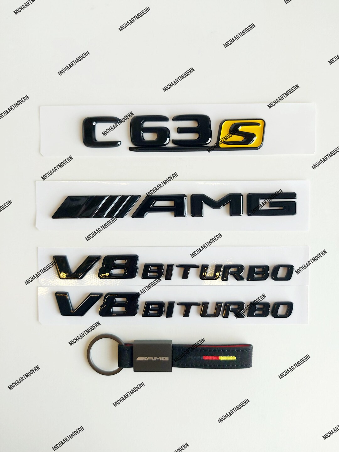 Mercedes C63s AMG Set, Emblem, Black Glossy New in Foil, Lettering ...