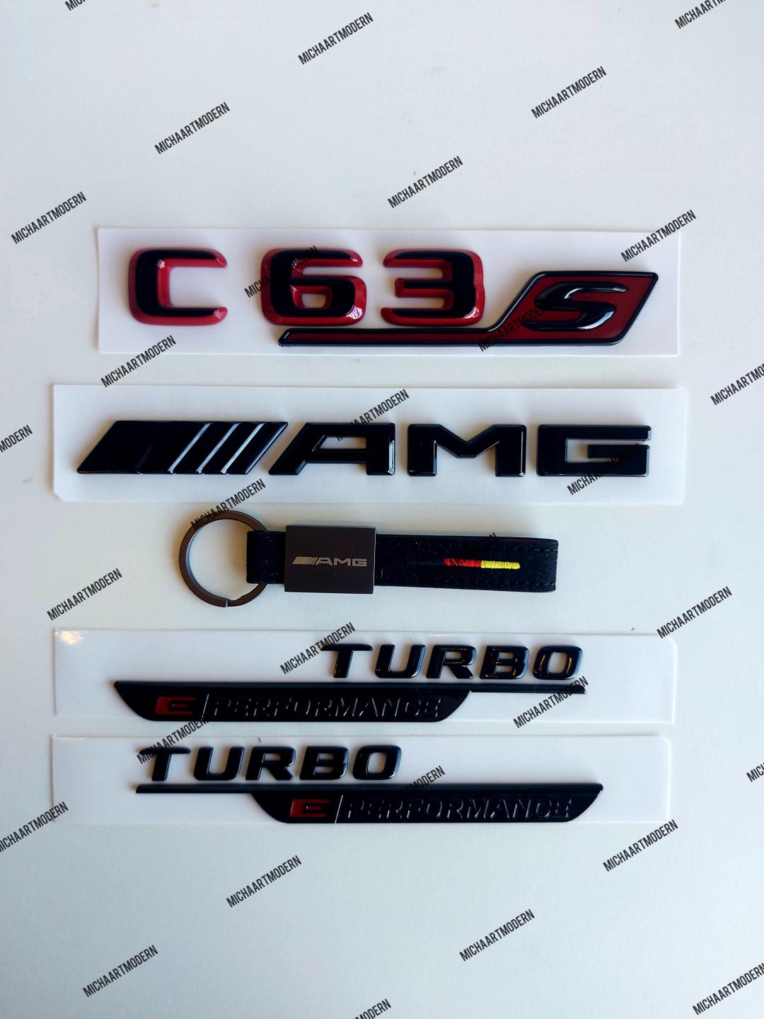 New C63s AMG Set for Mercedes Benz, Emblem, Black Glossy New in Foil ...
